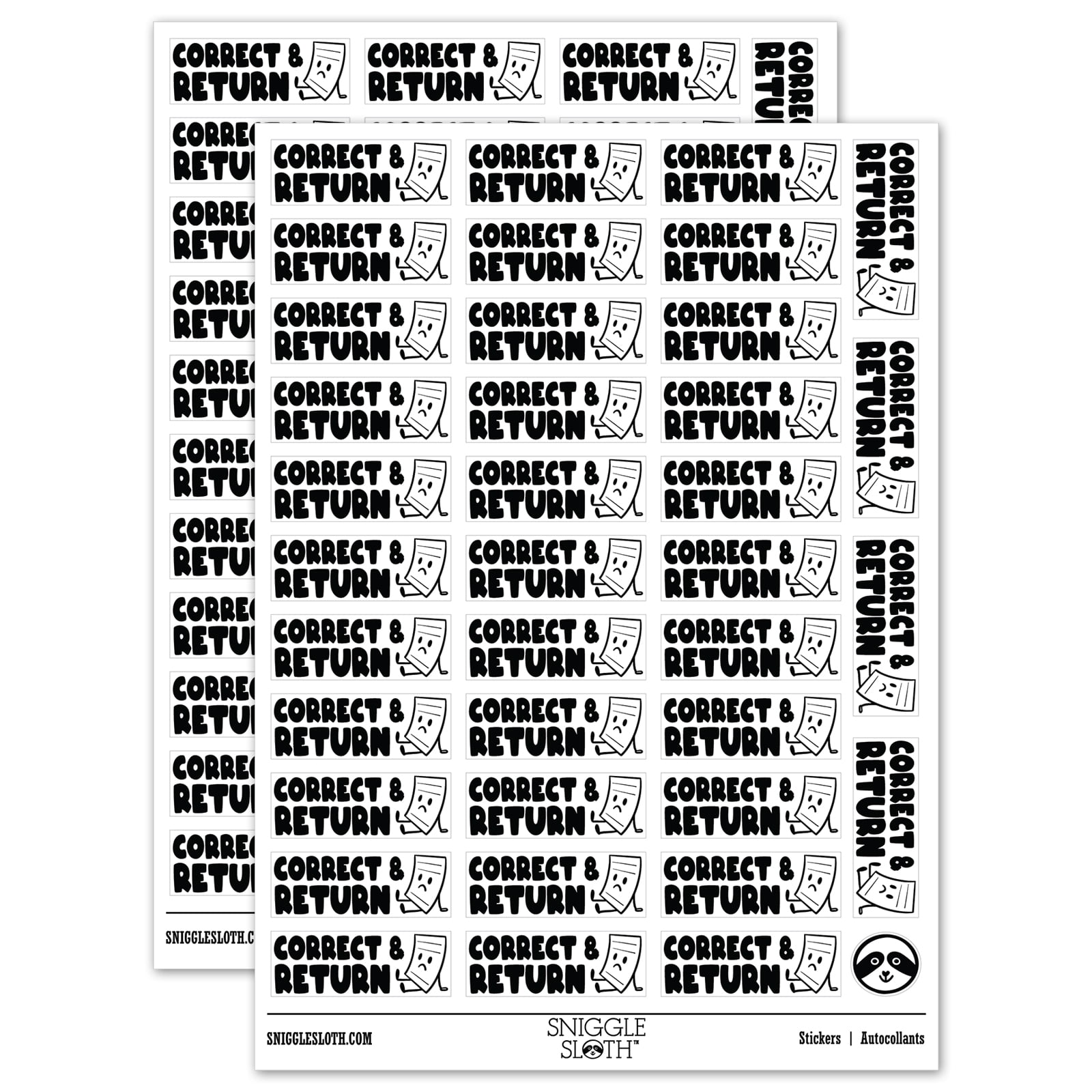 Correct and Return School Teacher Sticker Set - White - Gloss Finish ...