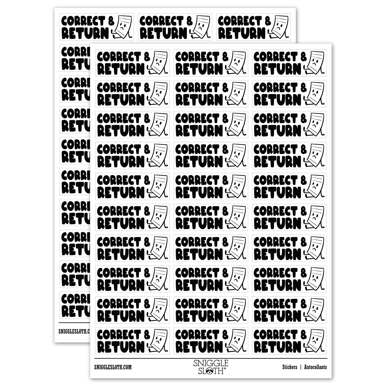 Correct and Return School Teacher Sticker Set - White - Gloss Finish ...