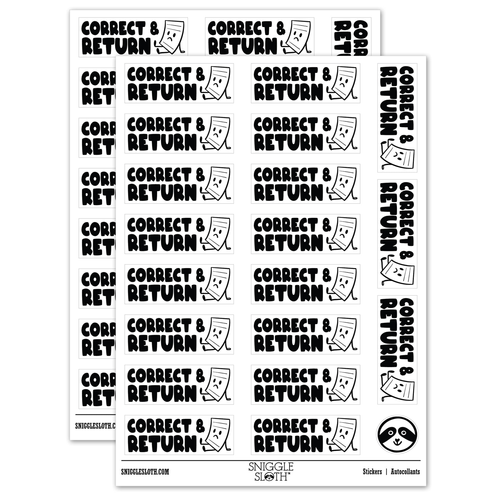 Correct and Return School Teacher Sticker Set - White - Matte Finish ...
