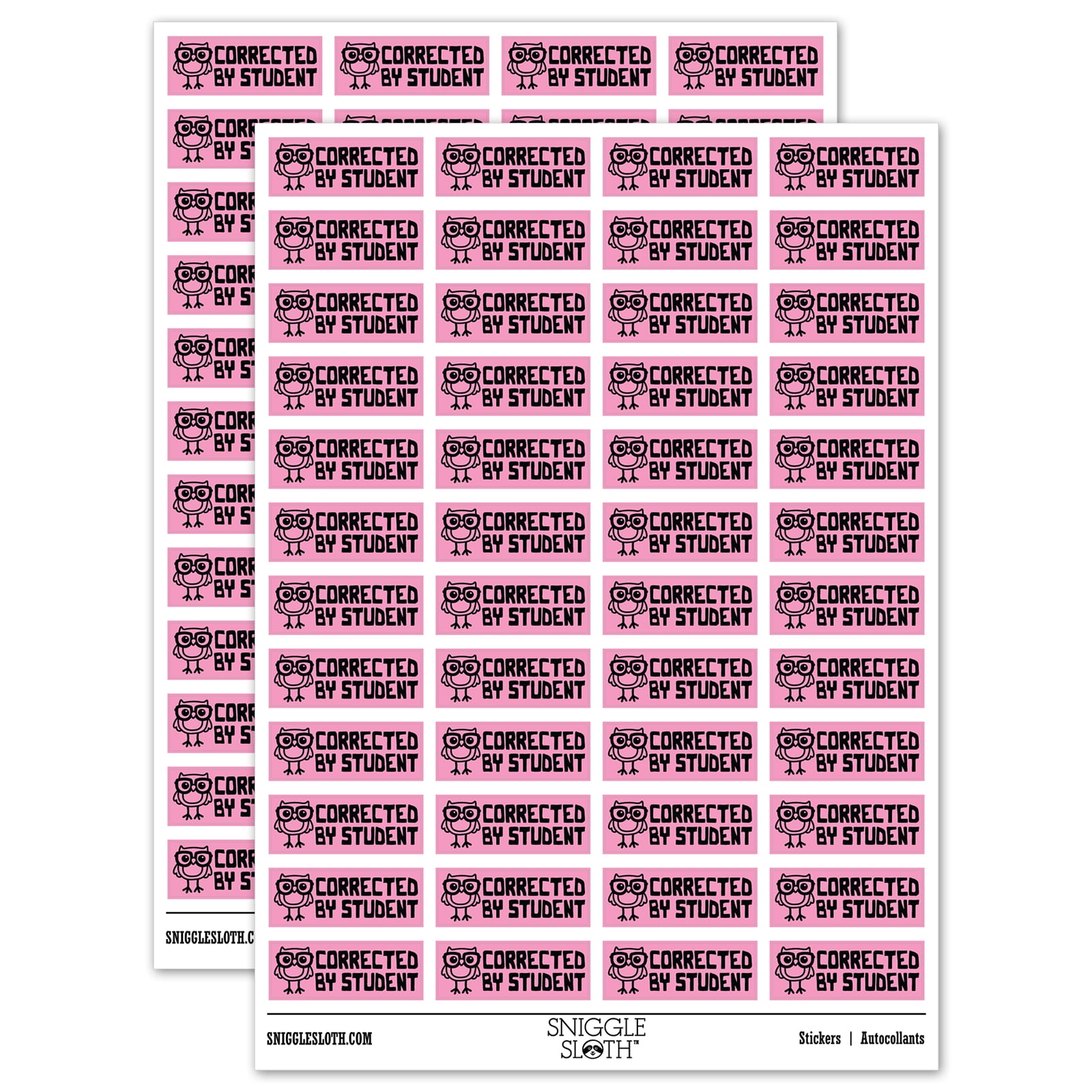 Corrected By Student Nerdy Owl Teacher Student School Sticker Set - Light Pink - Gloss Finish ...