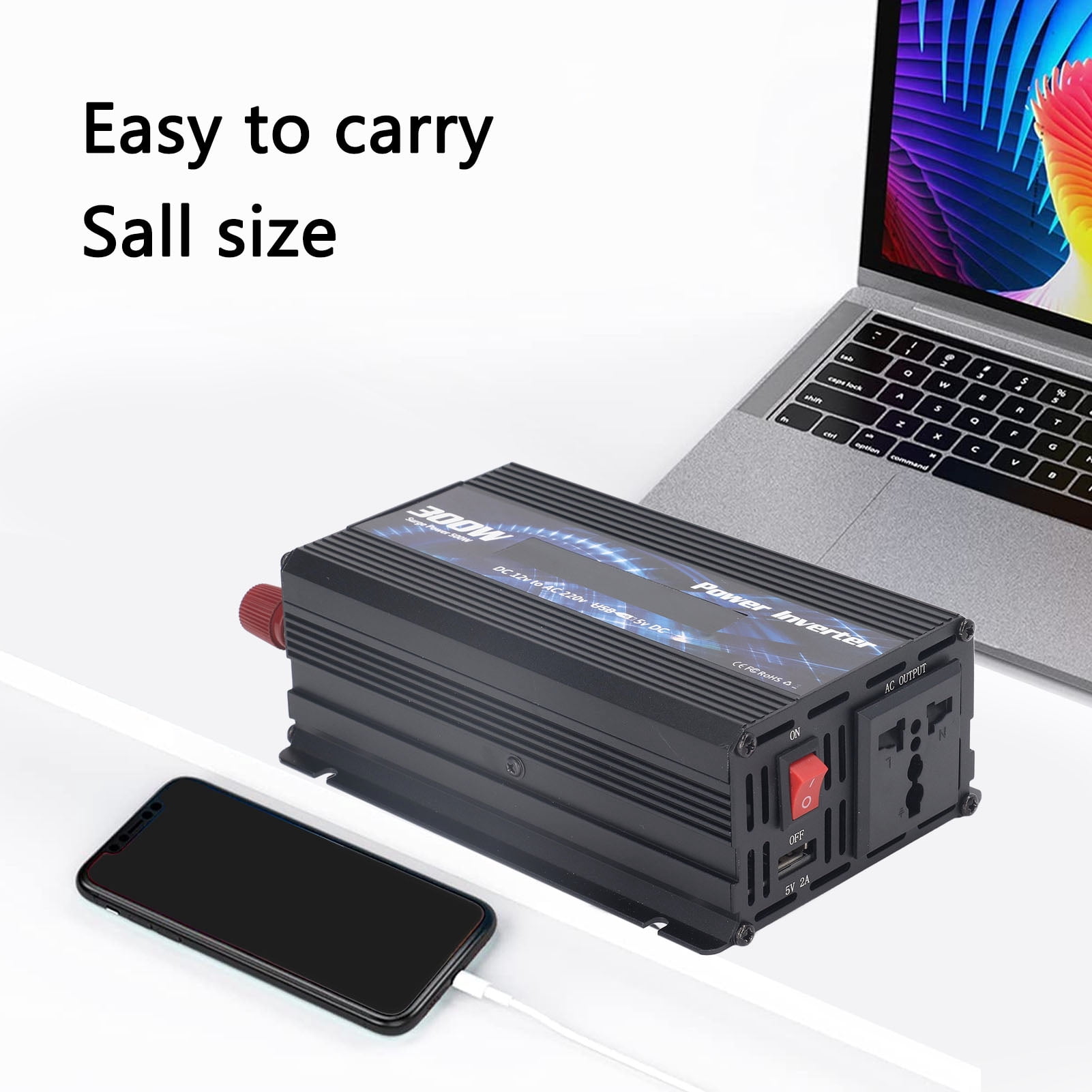 Corrected Sine Wave Car Power Inverter DC 12V to AC 220V with USB Port ...