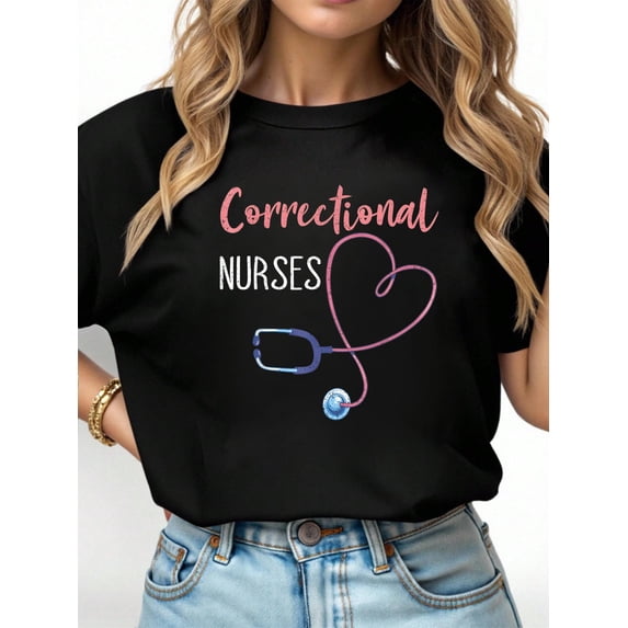Correctional Nurses Heart Stethoscope Appreciation Design T-Shirt ...