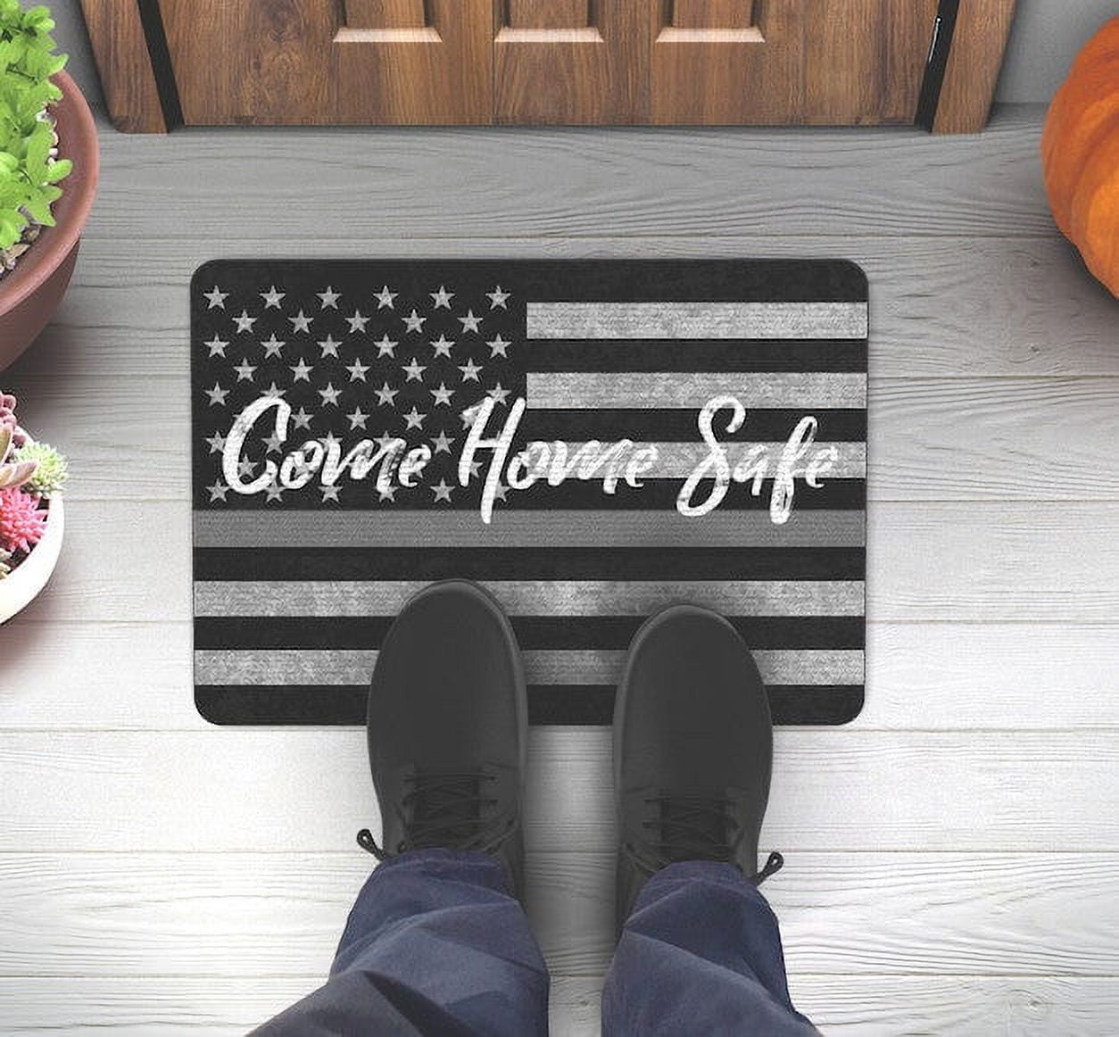 Correctional Officer Gifts Door Mat Thin Grey Line with American Flag ...