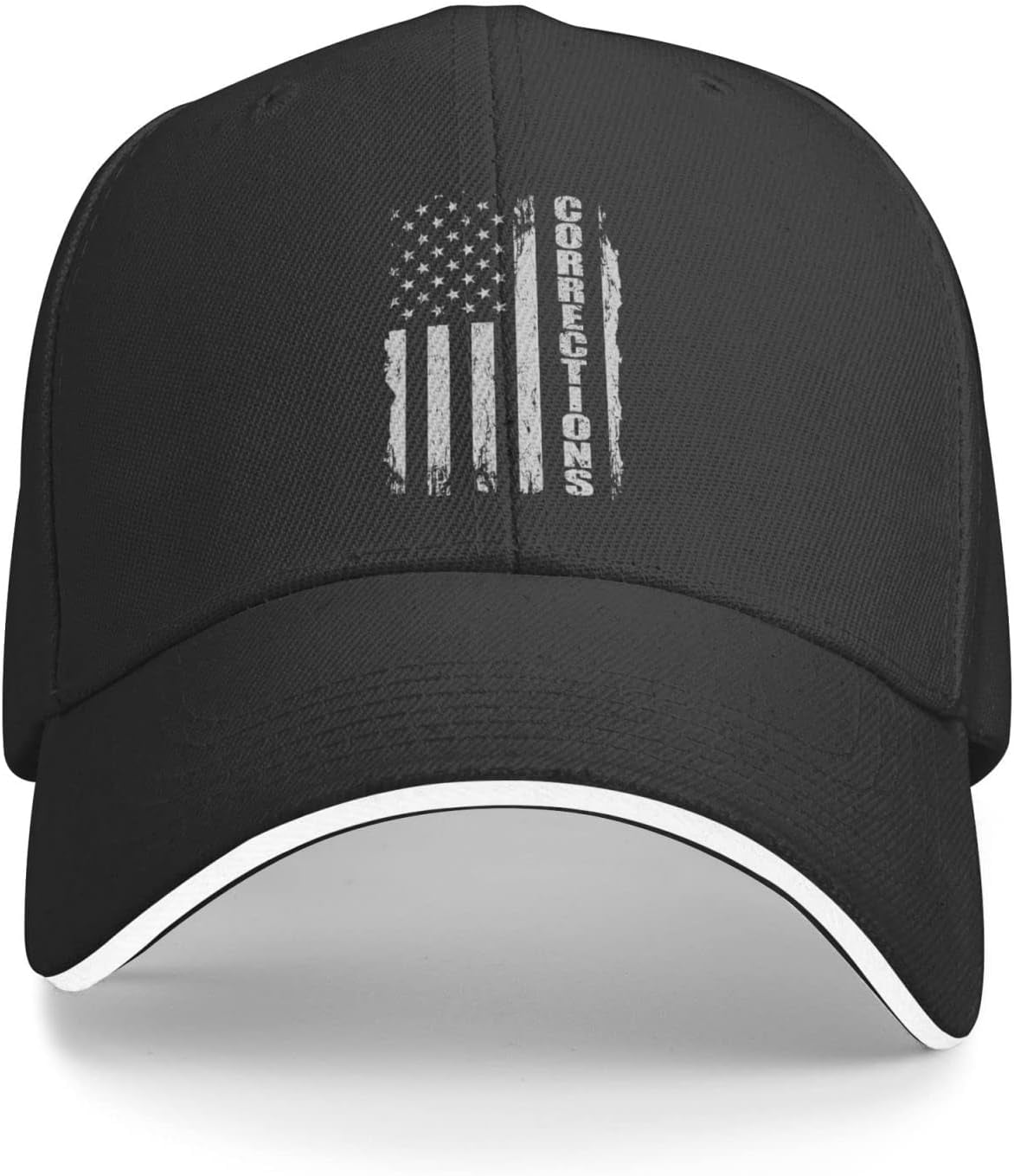 Corrections Officer Thin Silver Line American Flag Baseball Golf Cap ...