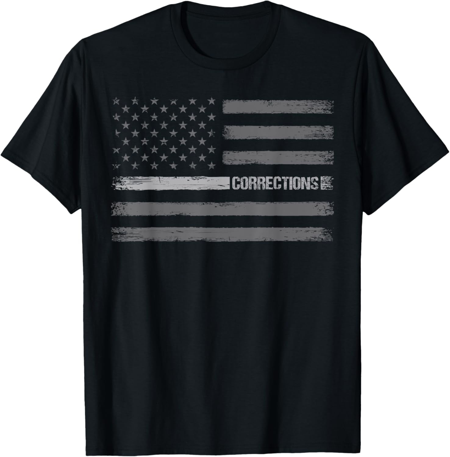 Corrections - Thin Silver Line Flag for Correctional Officer T-Shirt ...