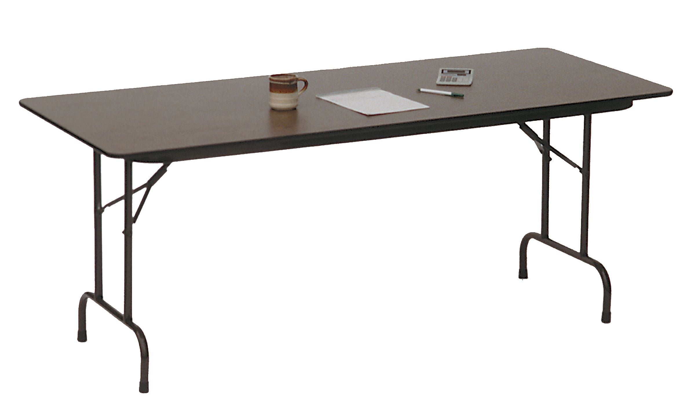 Correll 36D x 96L Heavy Duty Folding Table; Walnut High Pressure ...