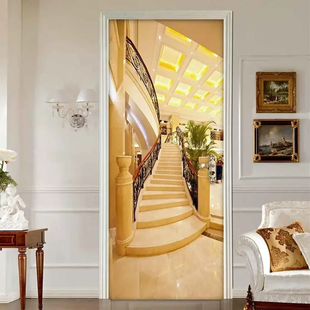 Corridor Landscape Door Sticker Modern Architecture Decal Removable ...