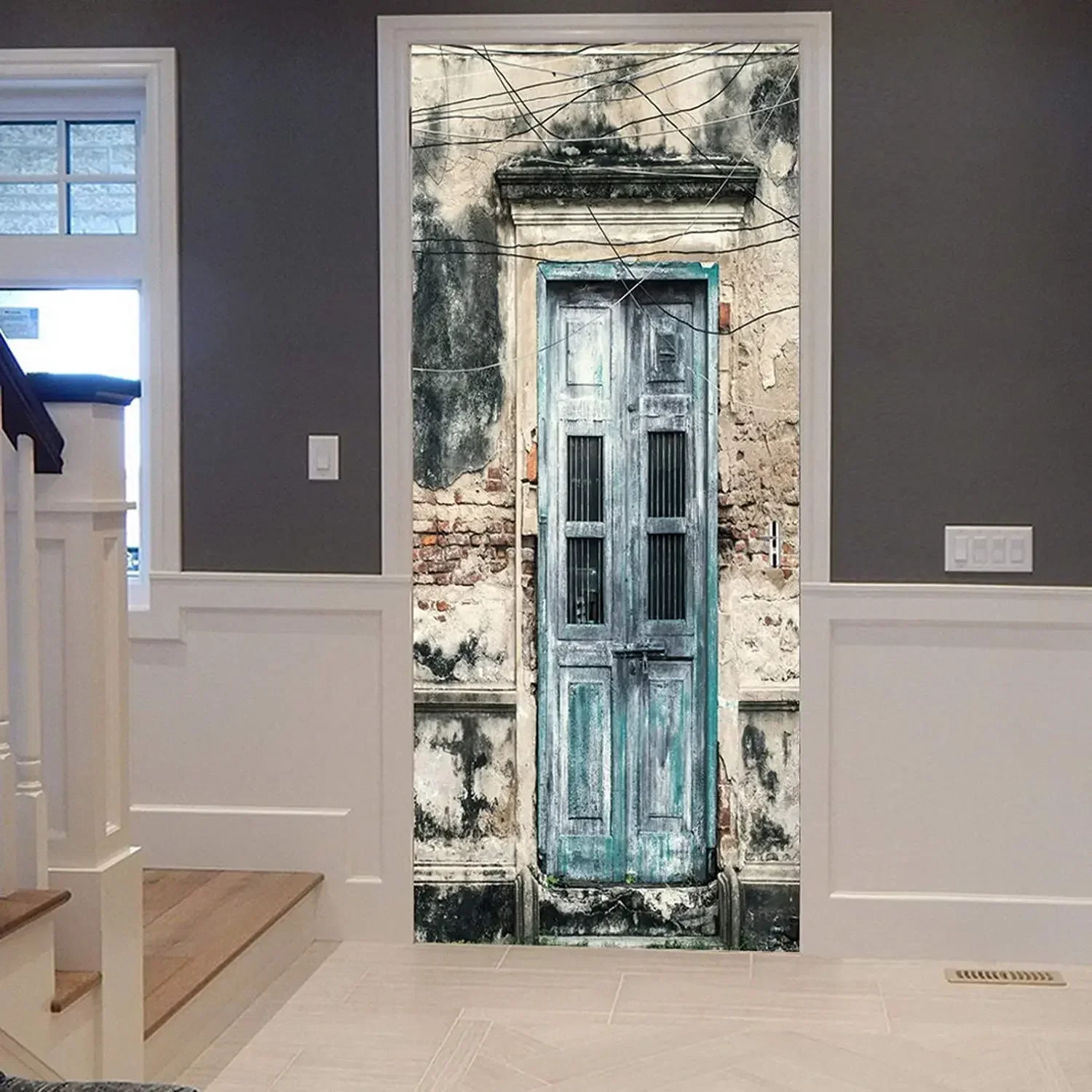 Corridor Landscape Door Sticker Modern Architecture Decal Removable ...