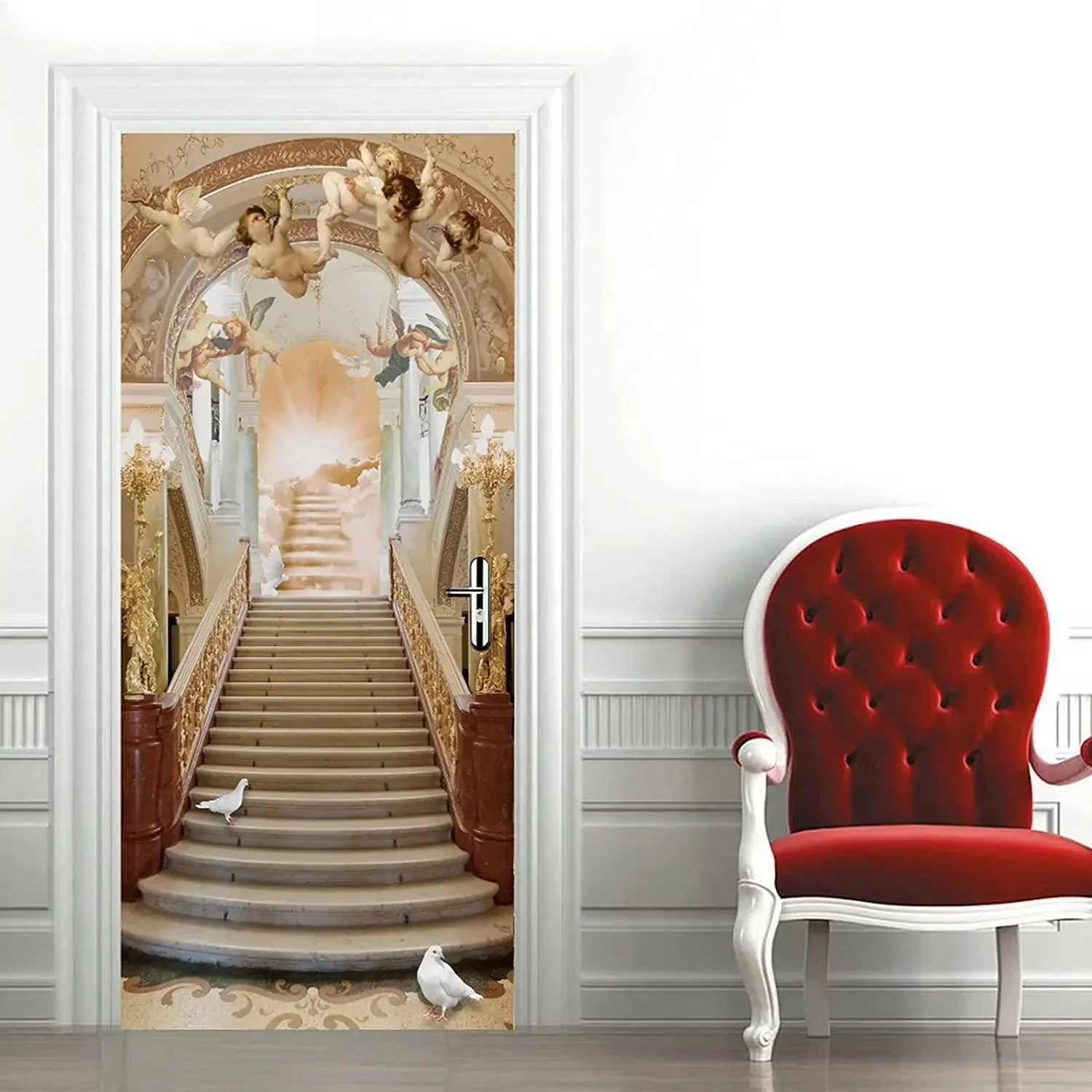 Corridor Landscape Door Sticker Modern Architecture Decal Removable ...