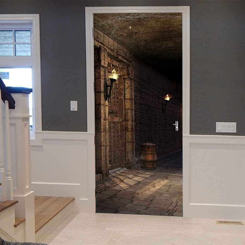 Corridor Landscape Door Sticker Modern Architecture Door Decal ...