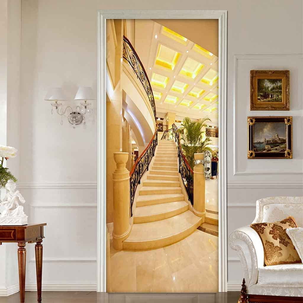 Corridor Landscape Door Sticker Modern Architecture Door Decal ...