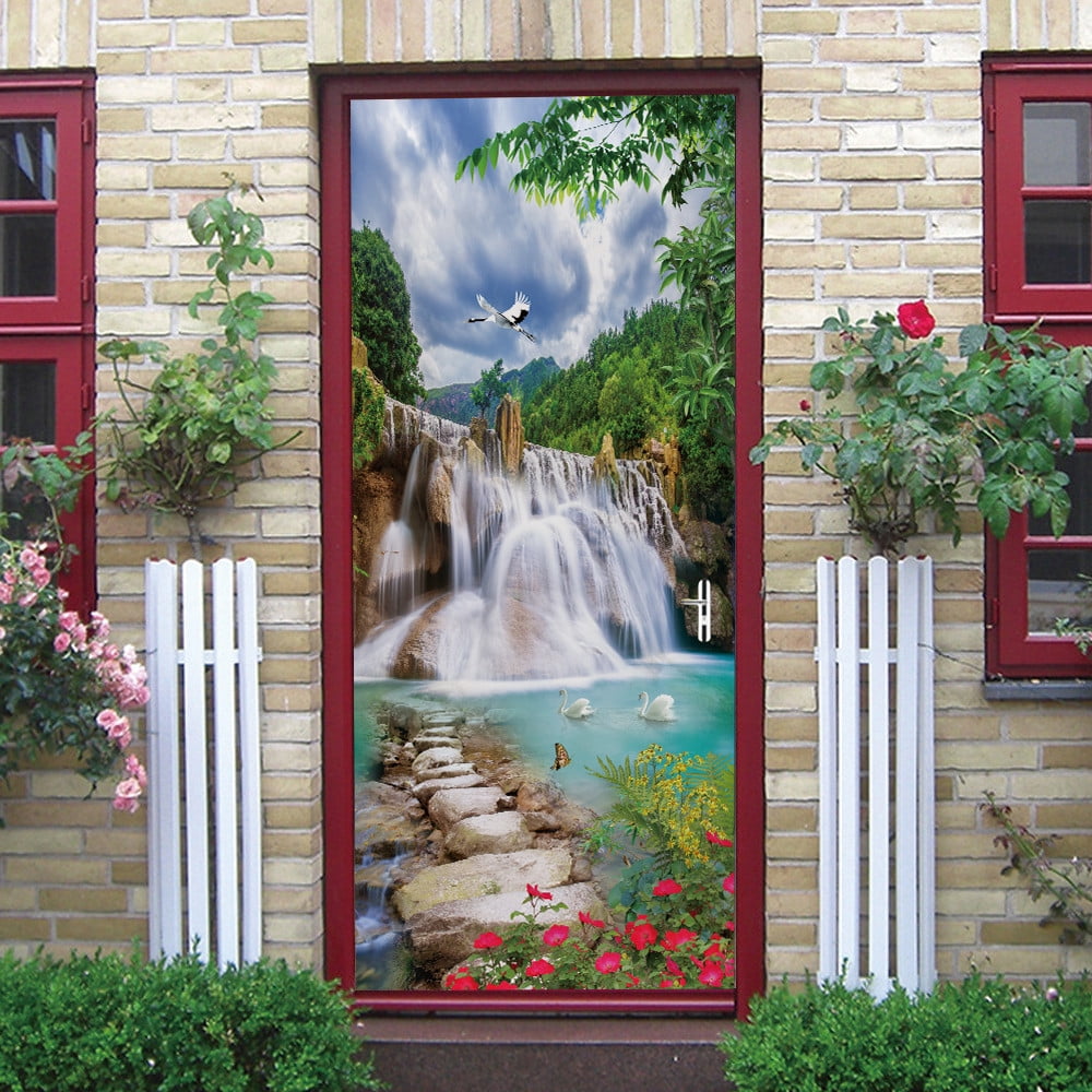 Corridor Modern Door Sticker PVC 3D DIY Self-Adhesive Abstract Fashion ...