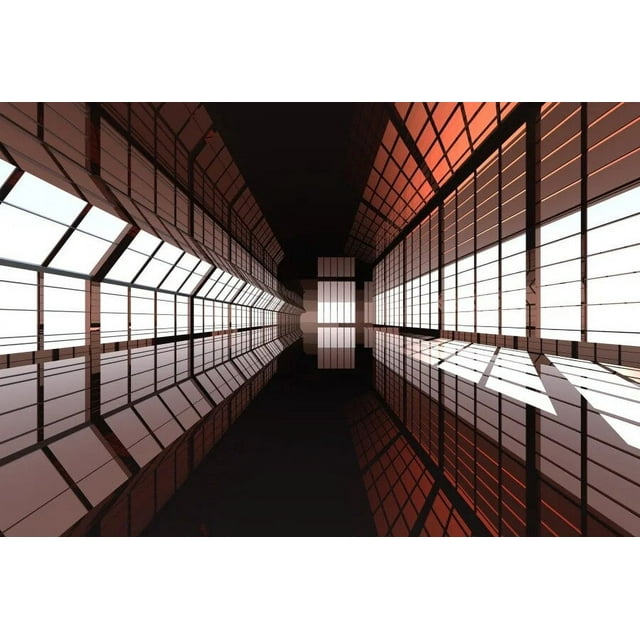 Corridor Modern Office Building French Window Tree View Room Interior ...