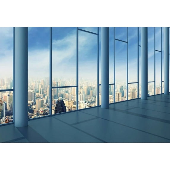 Corridor Modern Office Building French Window Tree View Room Interior ...