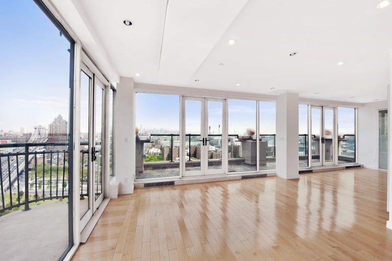 Corridor Modern Office Building French Window Tree View Room Interior ...