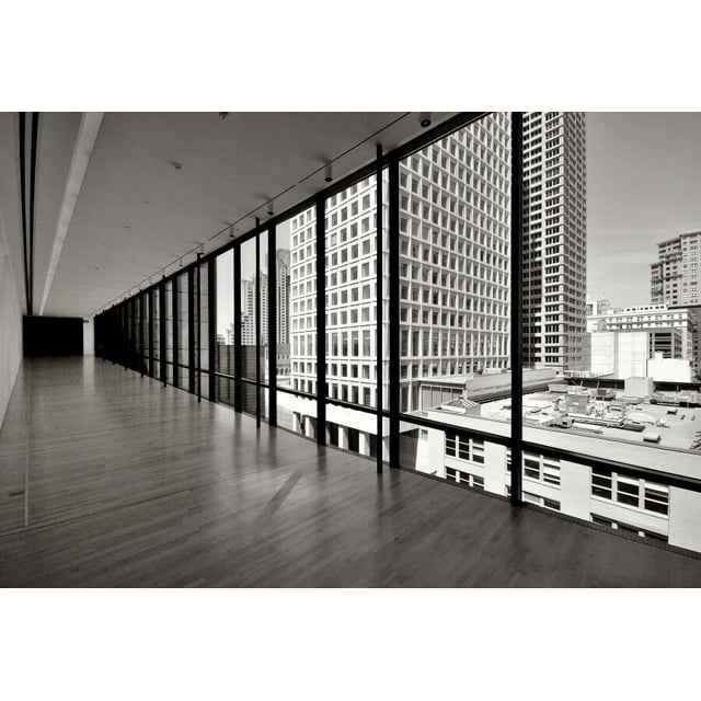 Corridor Modern Office Building French Window Tree View Room Interior ...