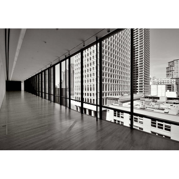 Corridor Modern Office Building French Window Tree View Room Interior ...
