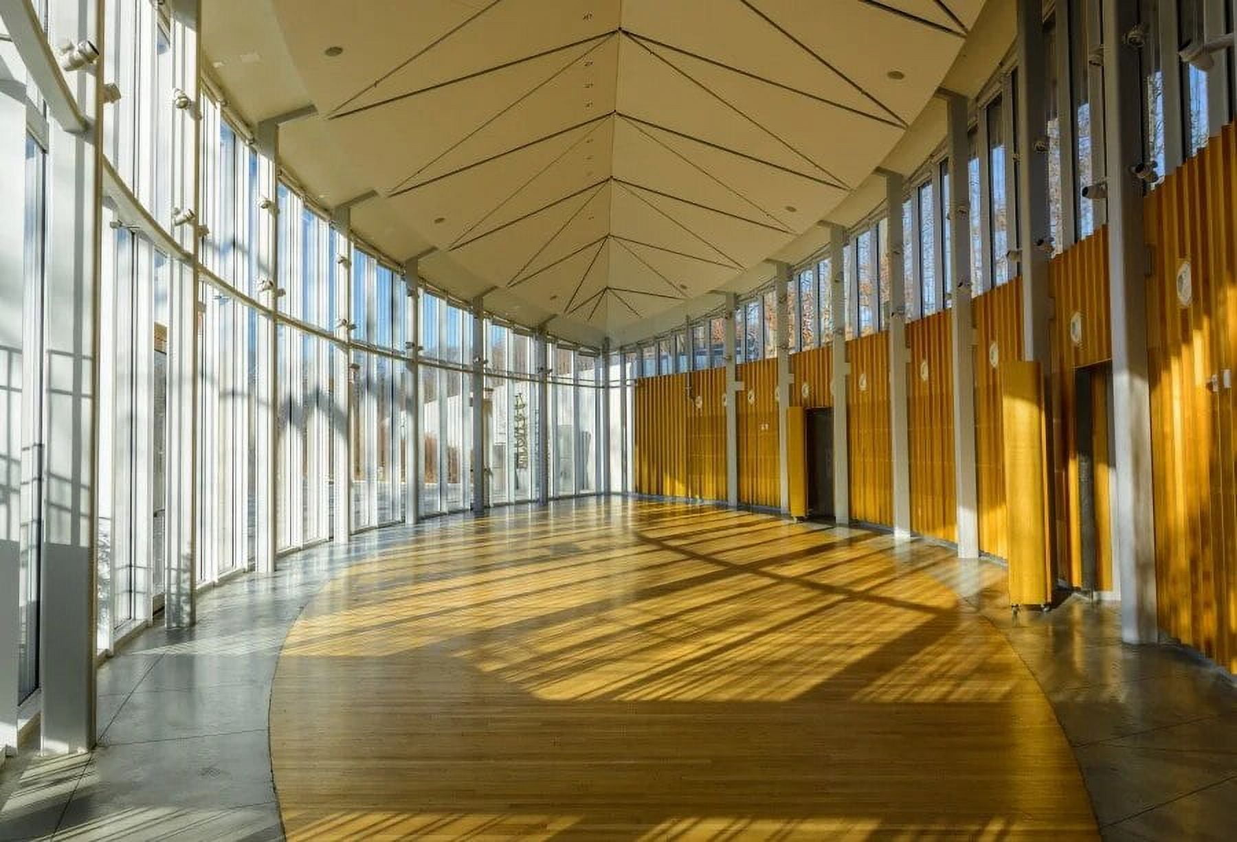 Corridor Modern Office Building French Window Tree View Room Interior ...