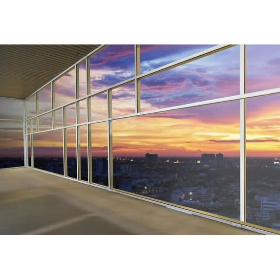 Corridor Modern Office Building French Window Tree View Room Interior ...