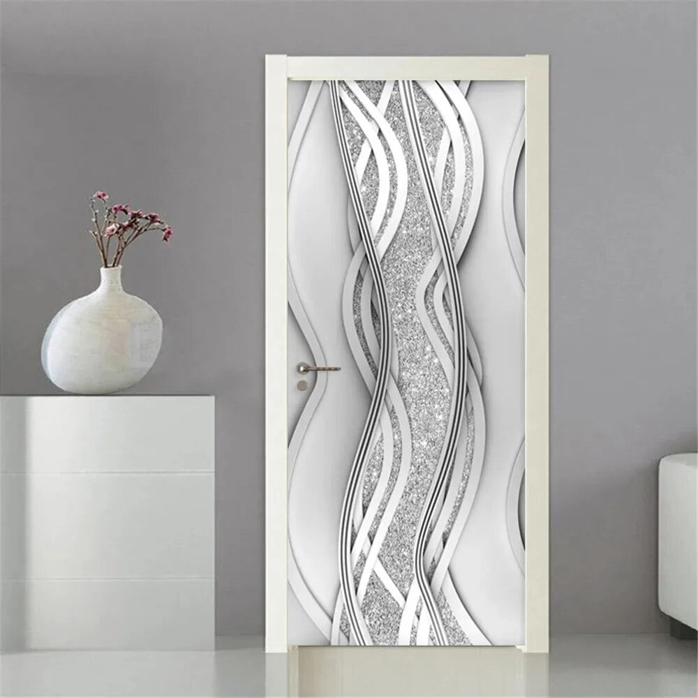 Corridor PVC Door Sticker Modern 3D DIY Abstract Fashion Wallpaper ...