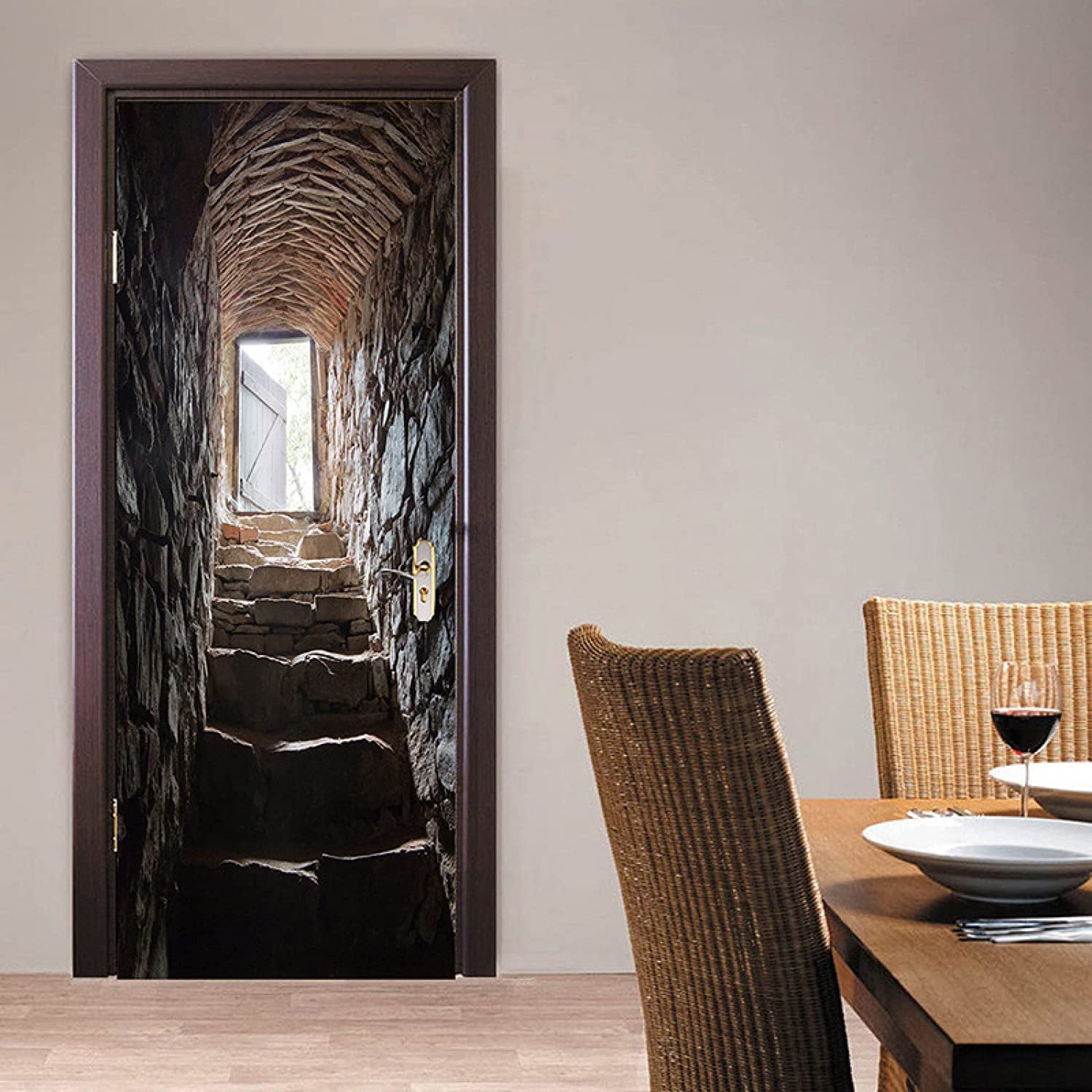 Corridor landscape door Decals Modern architecture door decals European ...
