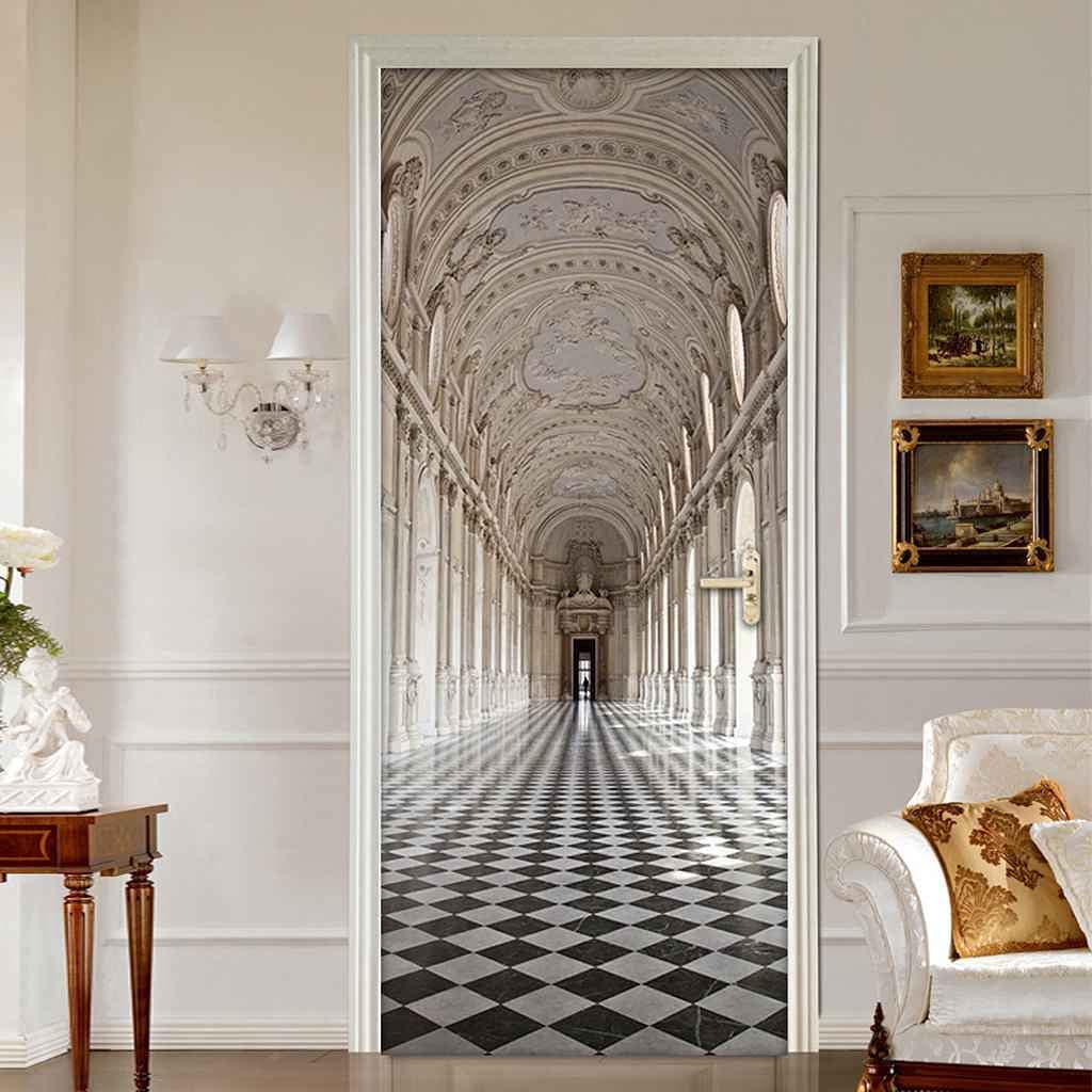 Corridor landscape door Decals Modern architecture door decals European ...