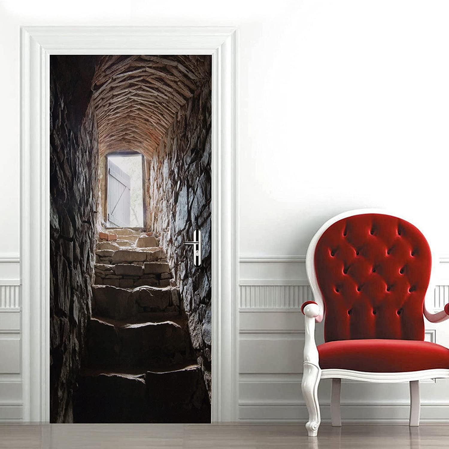 Corridor landscape door Decals Modern architecture door decals European ...