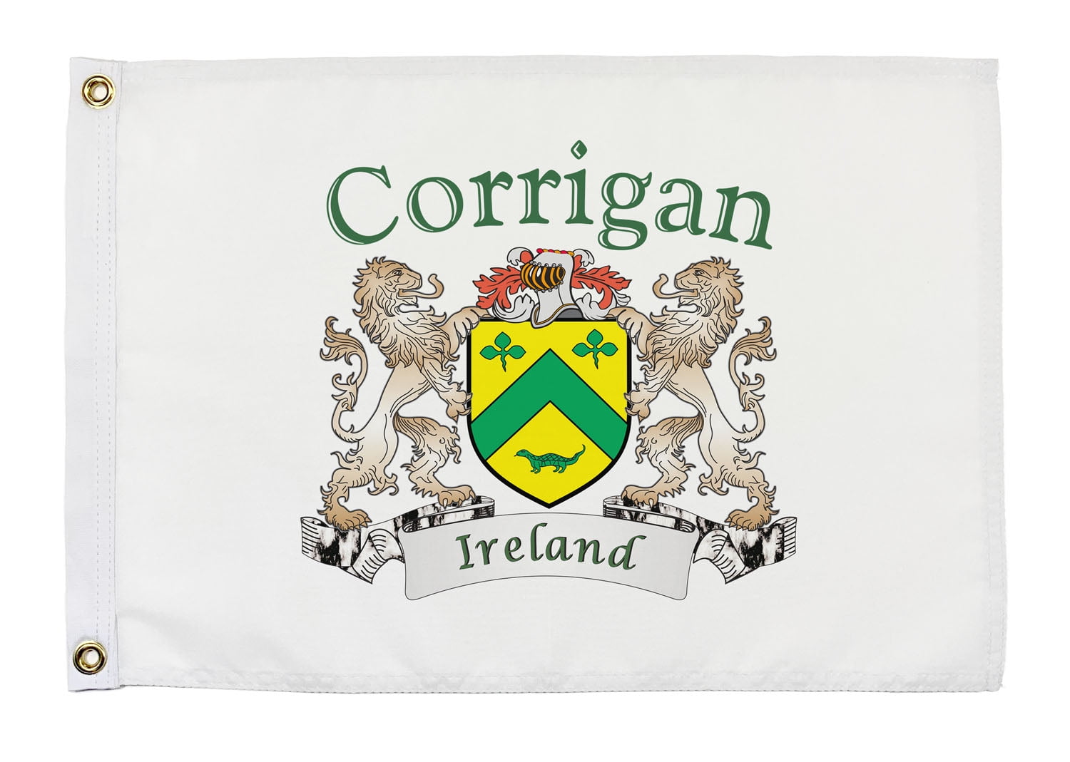 Corrigan Irish Coat of Arms Small White Flag - 16"x10.5" inches ...
