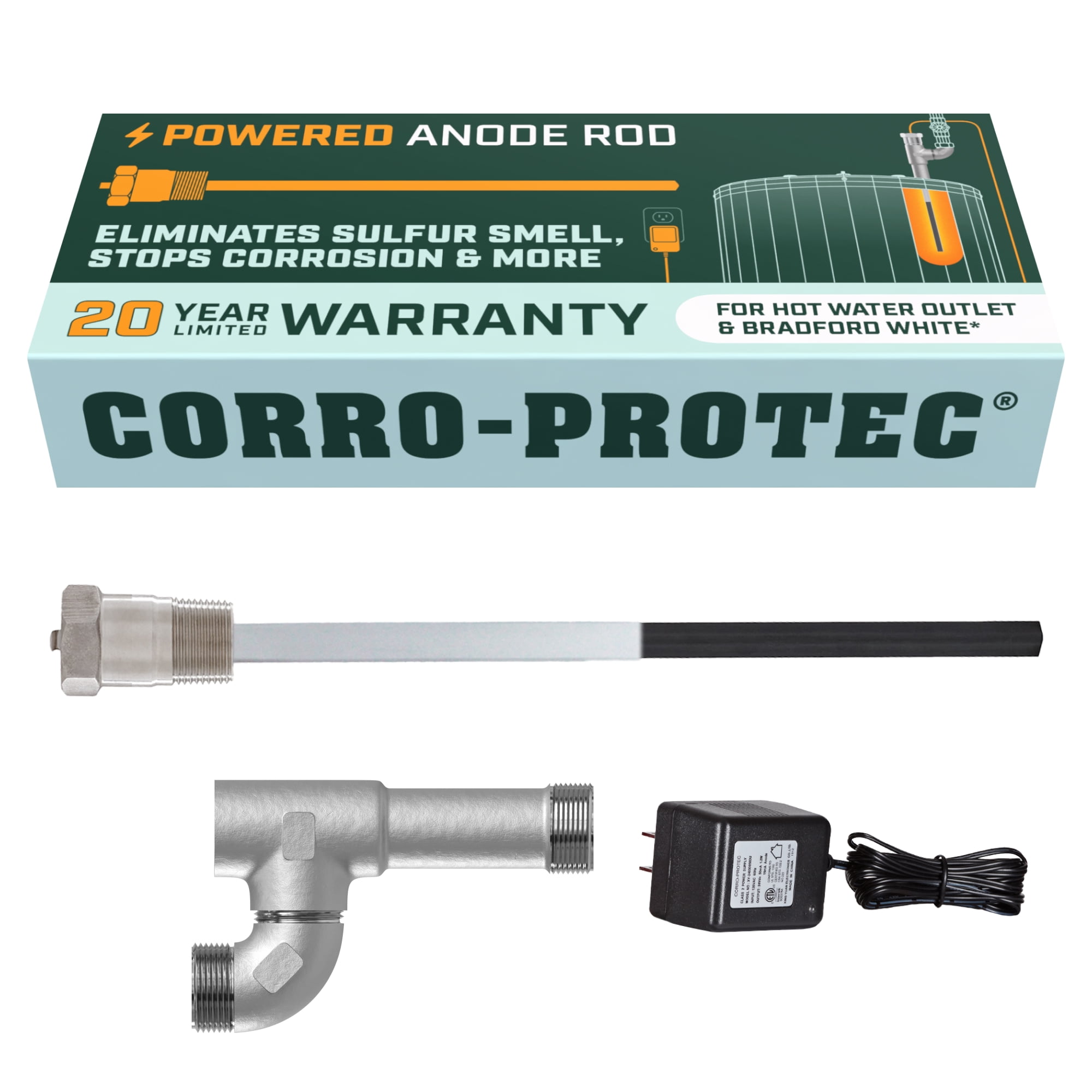 Bradford White Compatible Corro-Protec Powered Anode Rod for 10-120 Gal ...