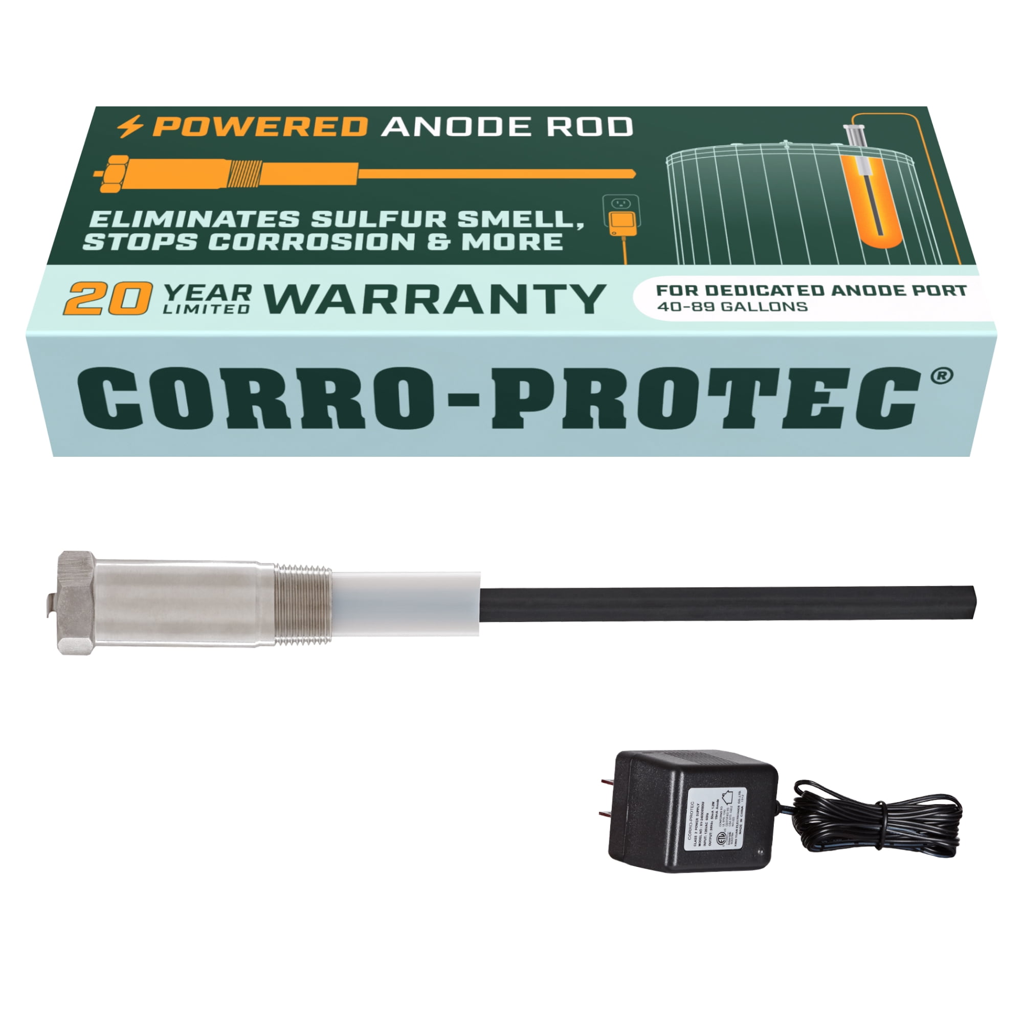 Corro-Protec Powered Anode Rod, Stops Water Heater Odors, Corrosion ...