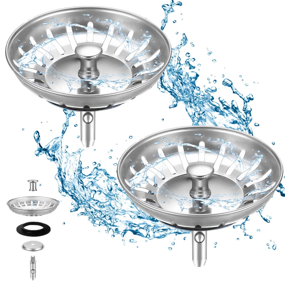 Corrosion Resistant Stainless Steel Strainer, Easy Clean Sink Plug Filter, Universal Fit Deep ...