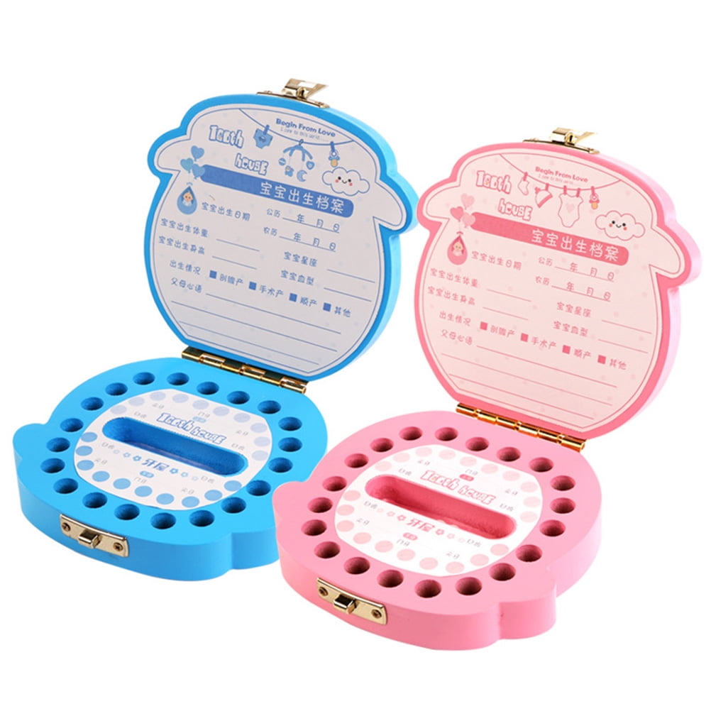 BESTOYARD Baby Teeth Box Pink Wood 1Set 5x5x1.2In - Walmart.com