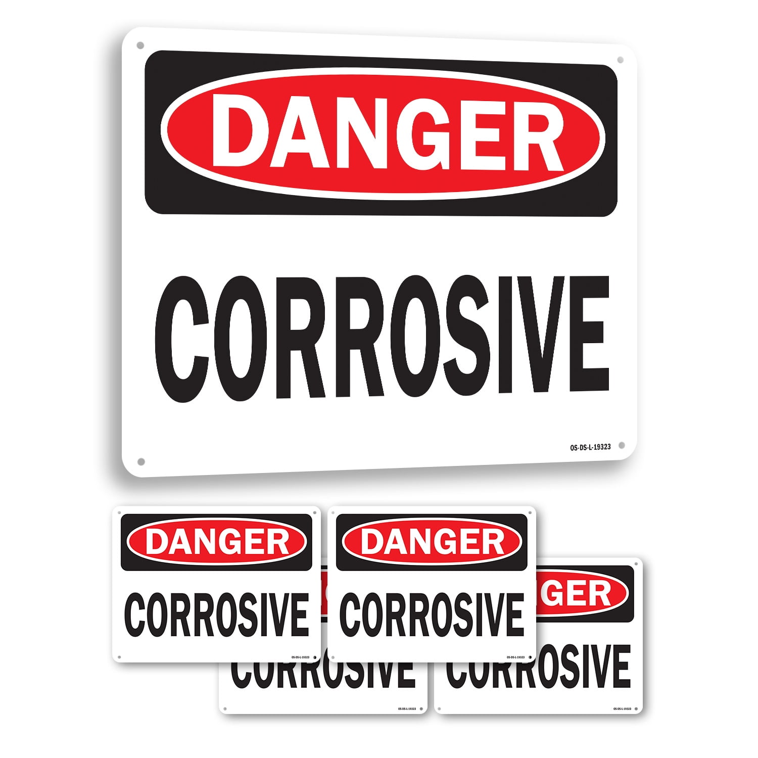 Corrosive OSHA Danger Aluminum Sign 24 Inch x 18 Inch - 5 Pack ...