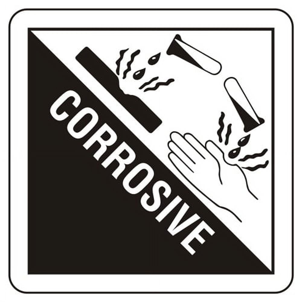Corrosive Safety Labels, 4" x 4", Vinyl with DOT Hazmat Symbol ...