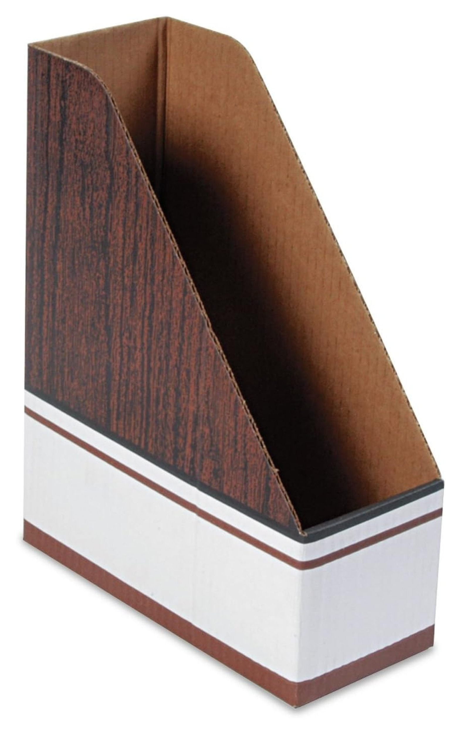 Corrugated Magazine File Organizer, Wood Grain - 4 x 9 x 11.5 Inches ...