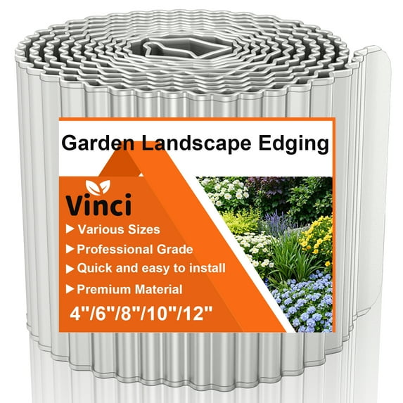 Vinci Garden Landscape Edging Border, 12 Inch x 20 FT Corrugated Sturdy ...