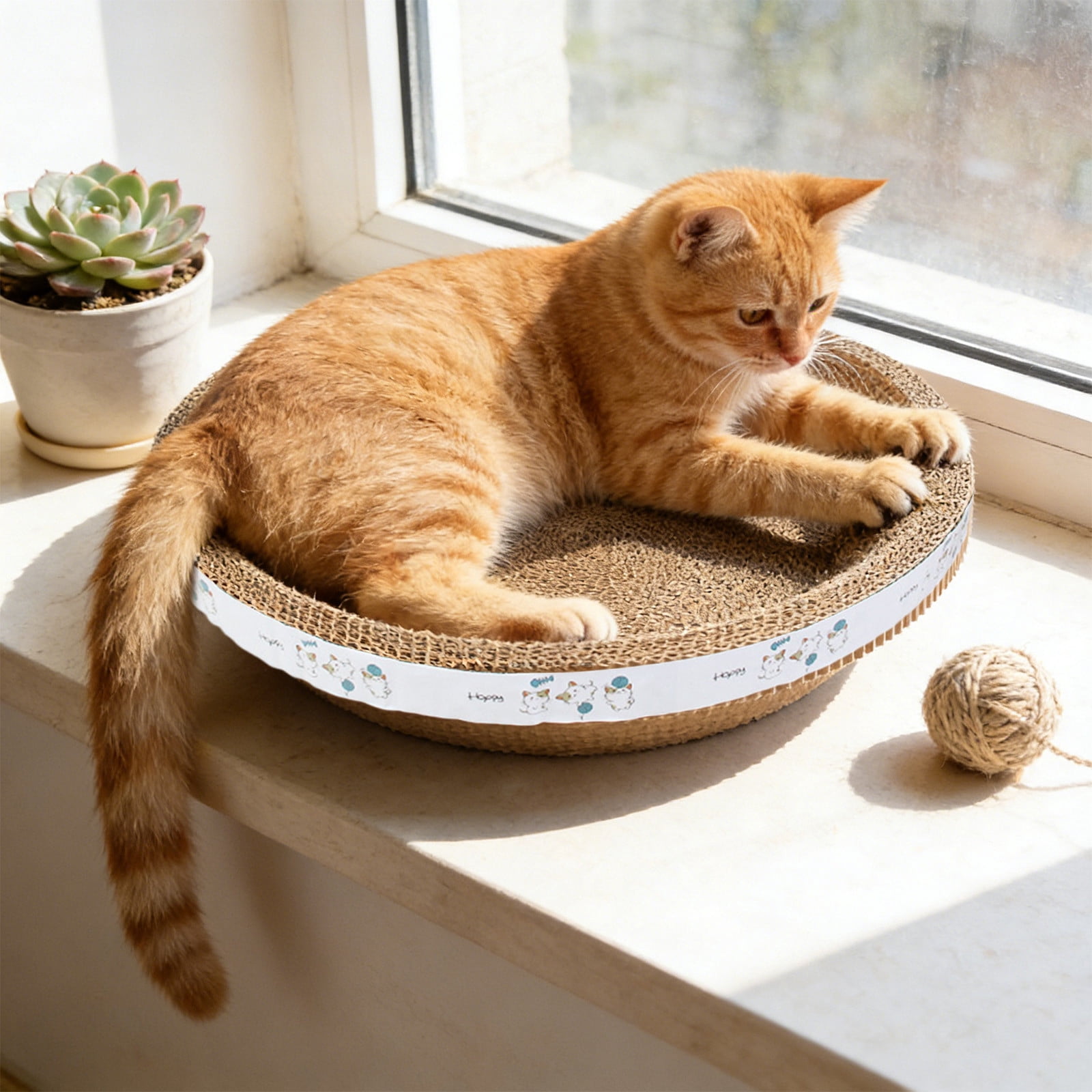 Corrugated Paper Cat Scratching Board and Bed, Round Multicolor ...