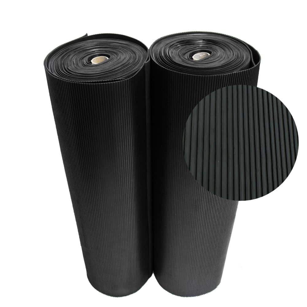 Corrugated Ramp Cleat 3 ft. x 10 ft. Black Rubber Flooring (30 sq. ft ...