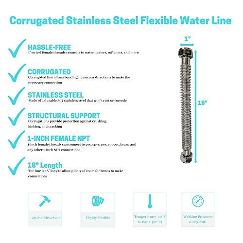 Corrugated Stainless Steel Flexible Water Line Inch Female Threaded Npt ...