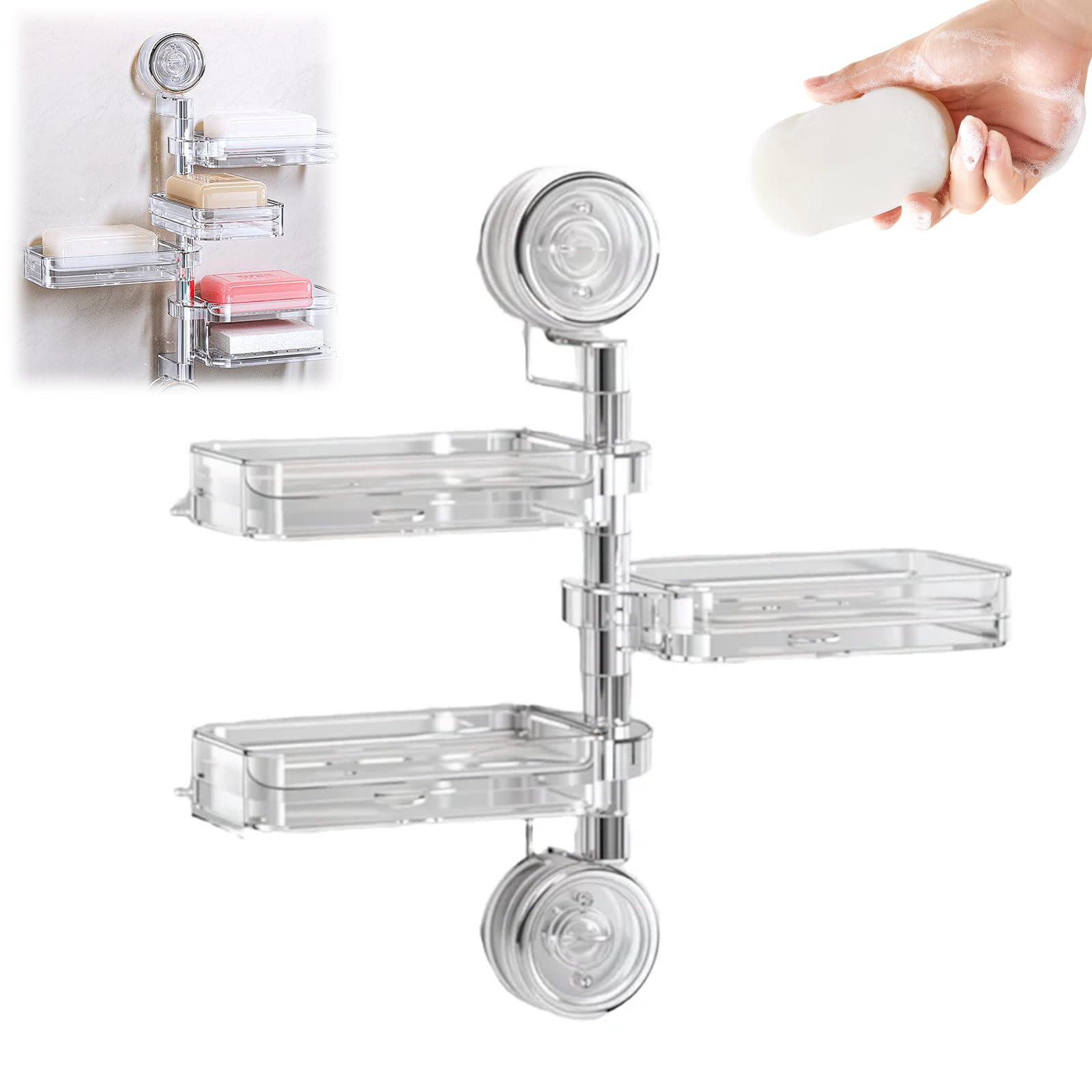 Corrugated Suction Cup Storage Holder, 2025 New Movable Shower Shelf ...