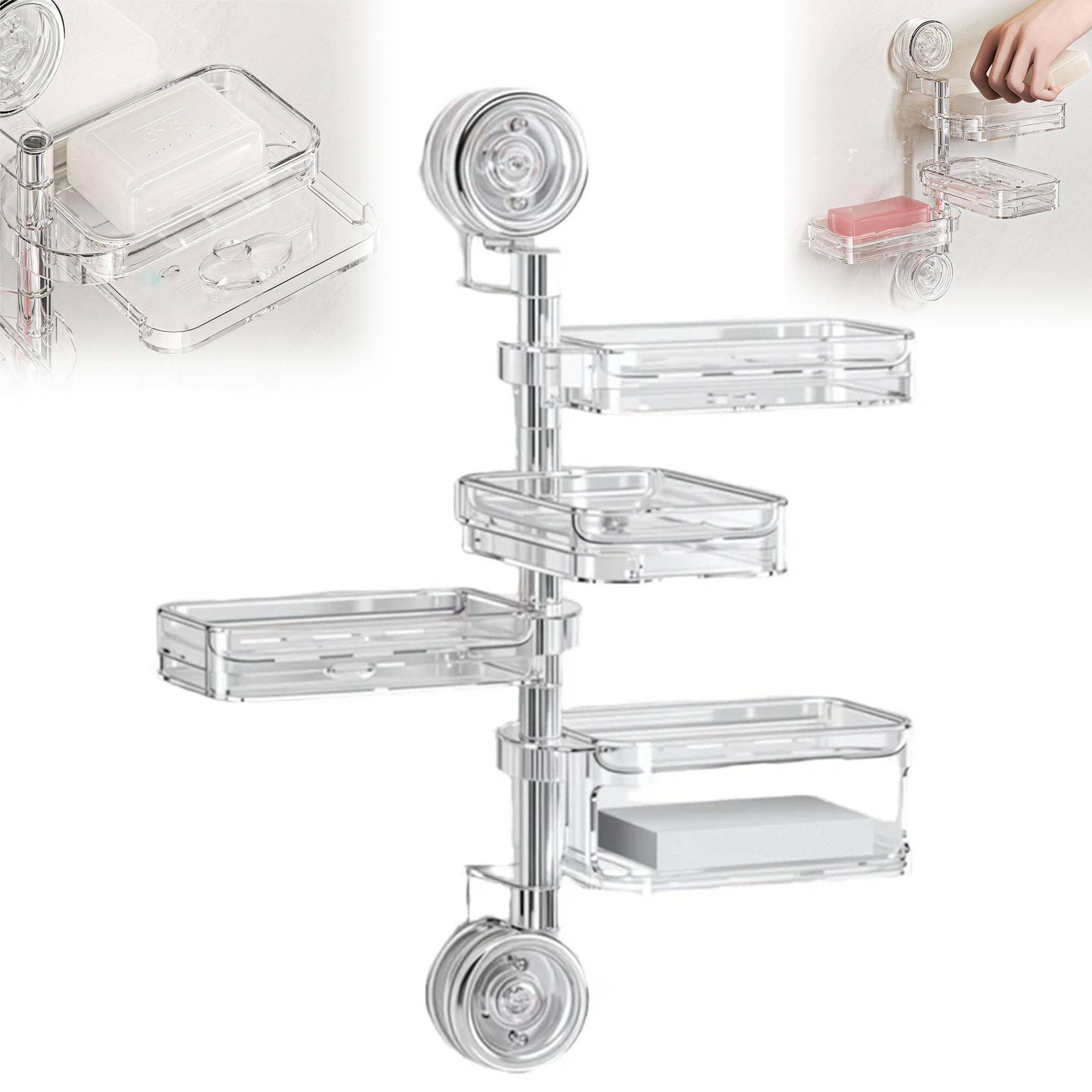 Corrugated Suction Cup Storage Holder, 2025 New Movable Shower Shelf ...