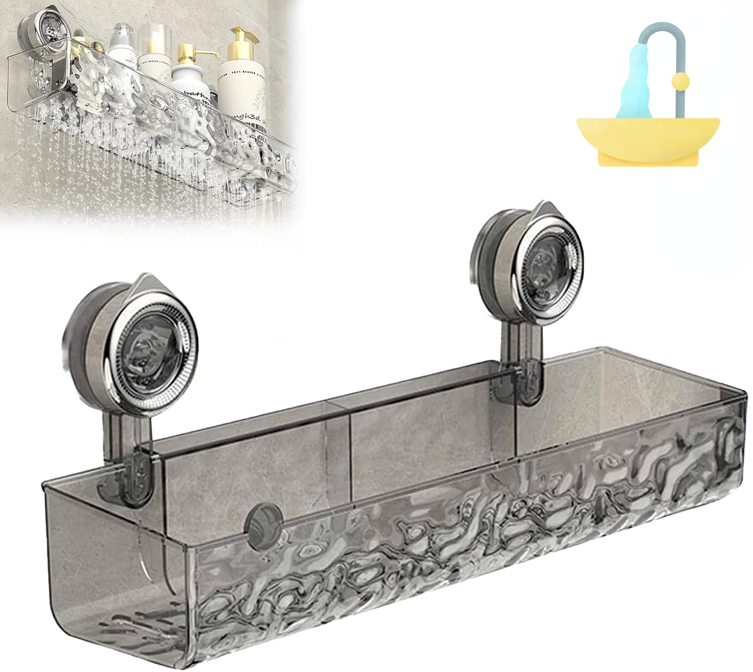 Corrugated Suction Cup Storage Holder, Light Luxury Style Glacier Pattern Suction Cup Shelf, No ...