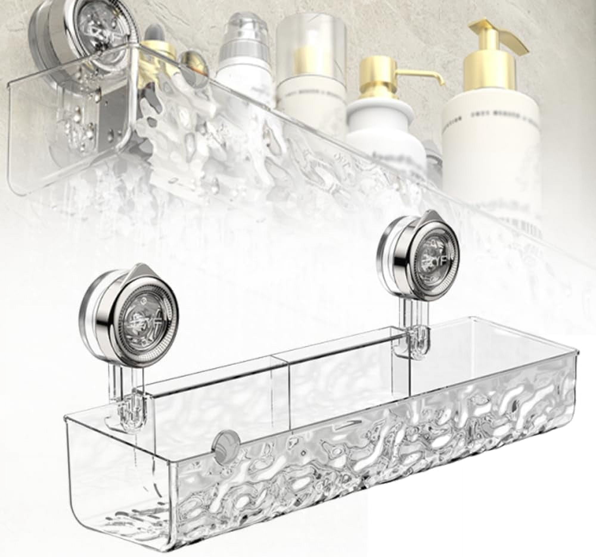 Corrugated Suction Cup Storage Holder, No Drill Clear Wall Caddy with ...