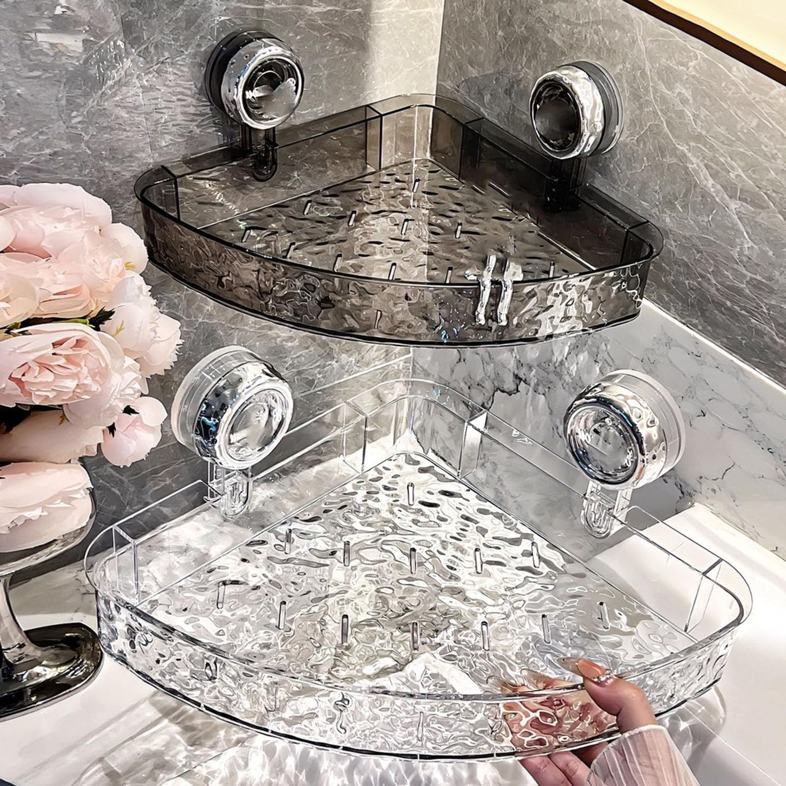 Corrugated Suction Cup Storage Holder, Set Patient Trays Shower Shelf ...