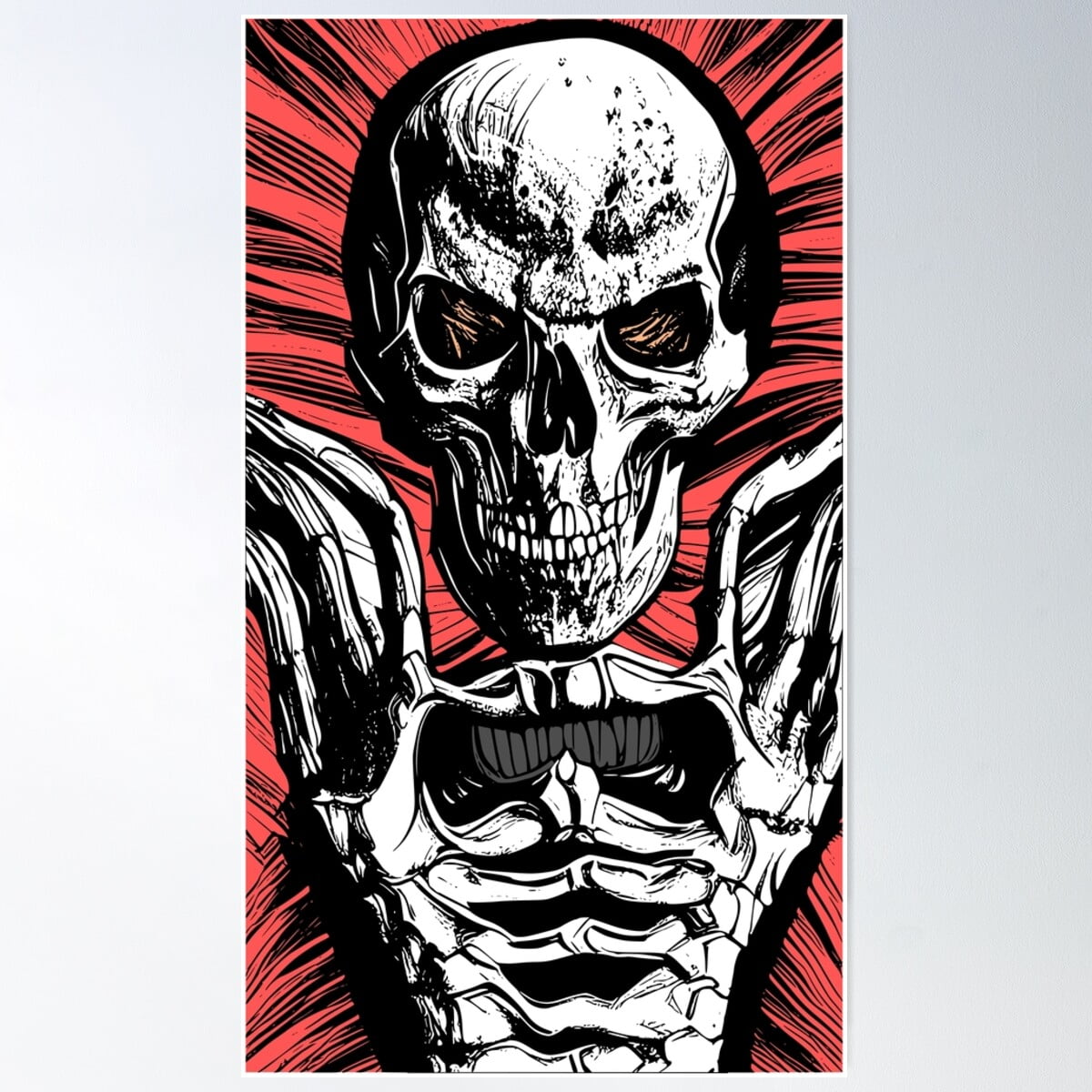 Corrupt Skeleton With Orange Background Poster Wall Art, Modern Wall ...