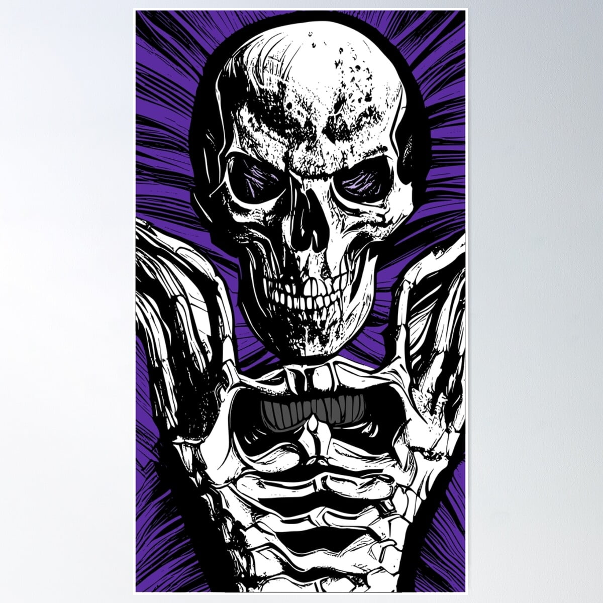 Corrupt Skeleton With Purple Background Poster Wall Art, Modern Wall ...