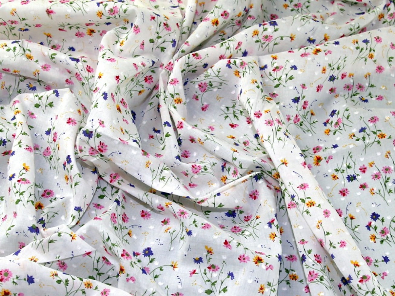 Corsage Pretty Floral Print Tufted Cotton Dress Fabric Multicoloured ...