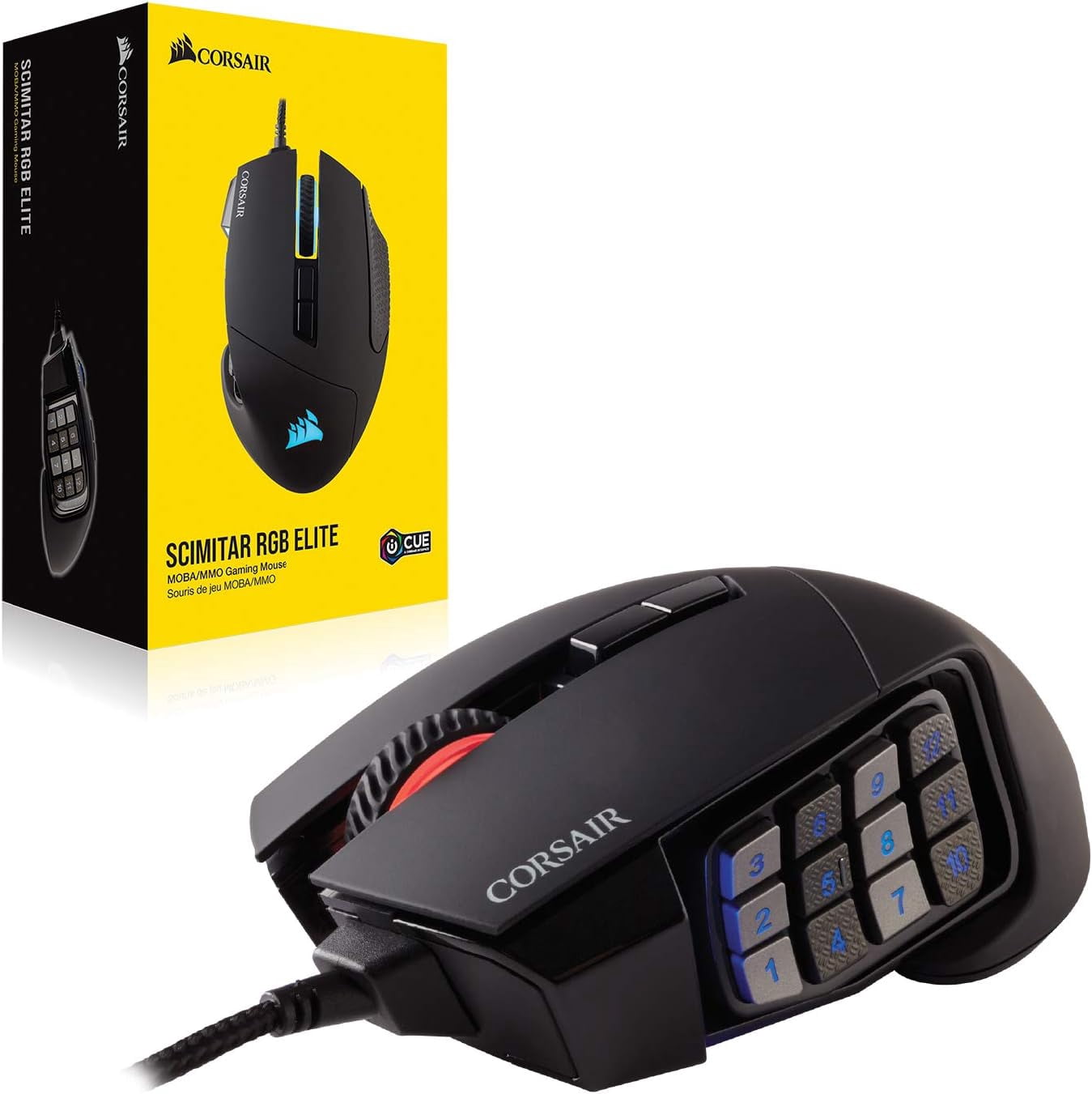 Corsair Scimitar Elite Wired MOBA/MMO Gaming Mouse RGB – 18,000 DPI ...
