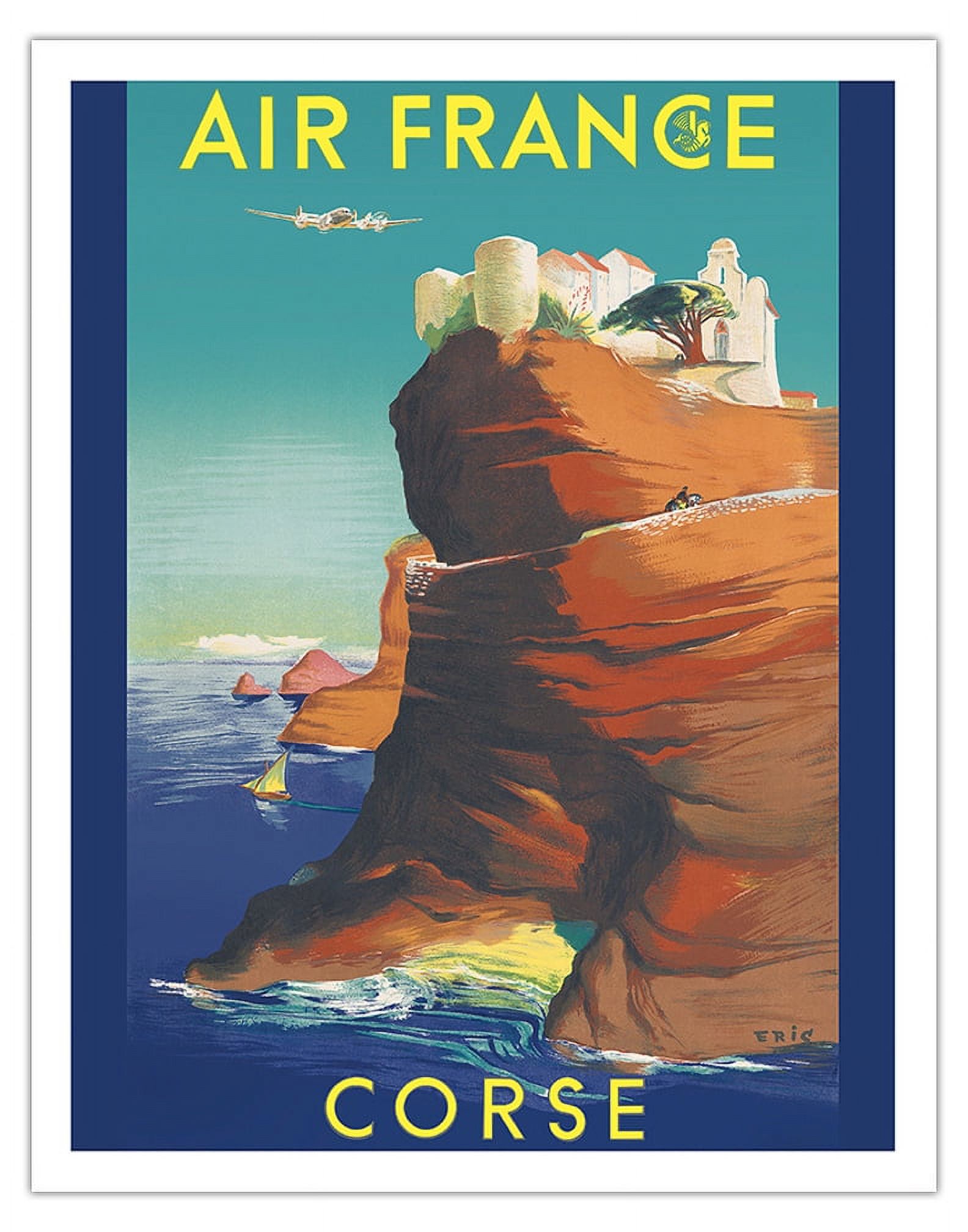 Corse (Corsica) - Bonifacio France - Vintage Airline Travel Poster by ...