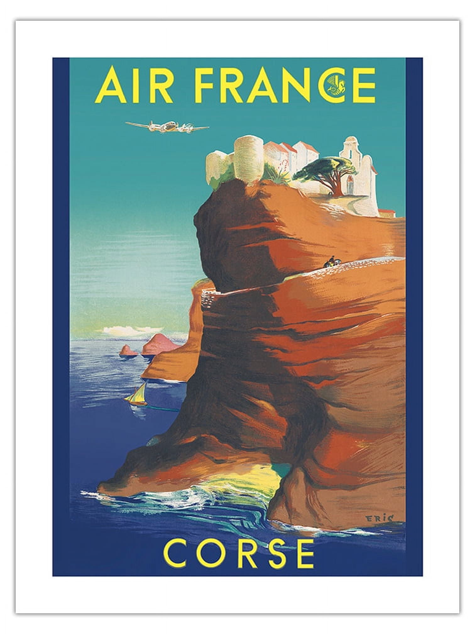 Corse (Corsica) - Bonifacio France - Vintage Airline Travel Poster by ...